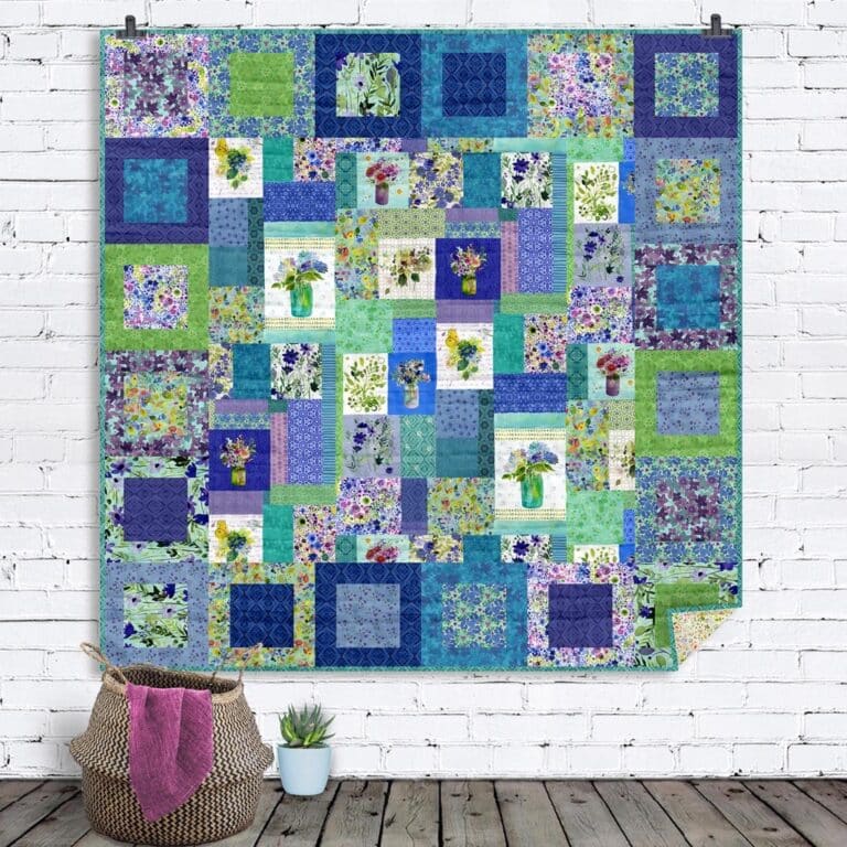 Town Square Panel Quilt in Blue, designed by Bear Hug Quiltworks - The ...